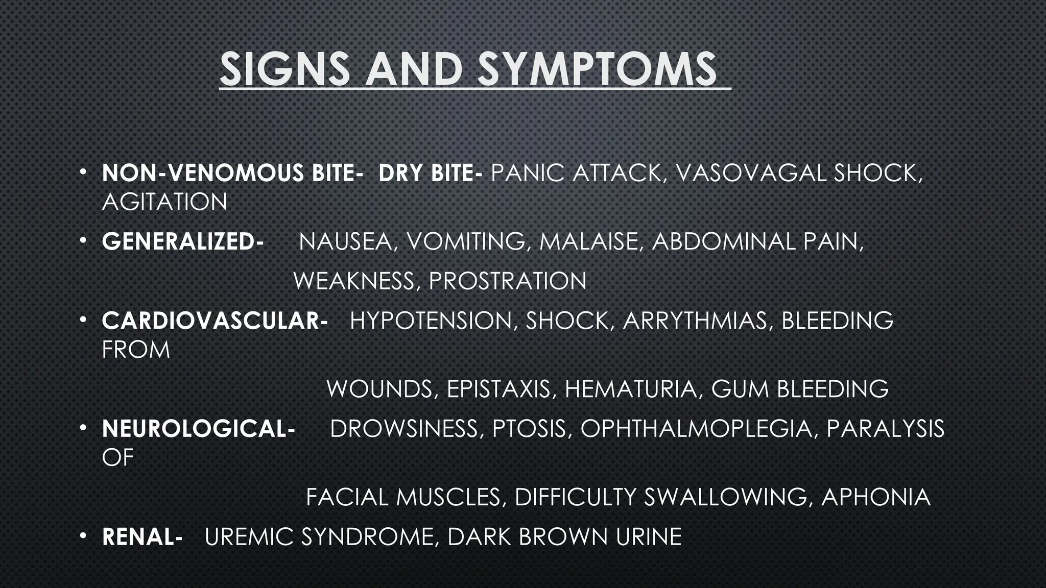 snake bite signs, symptoms and management management .pptx