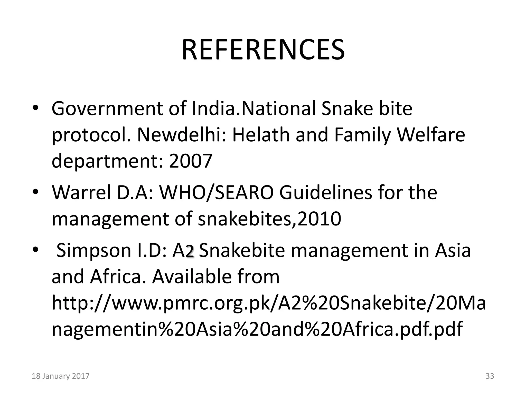 Snake bite protocol | PPT