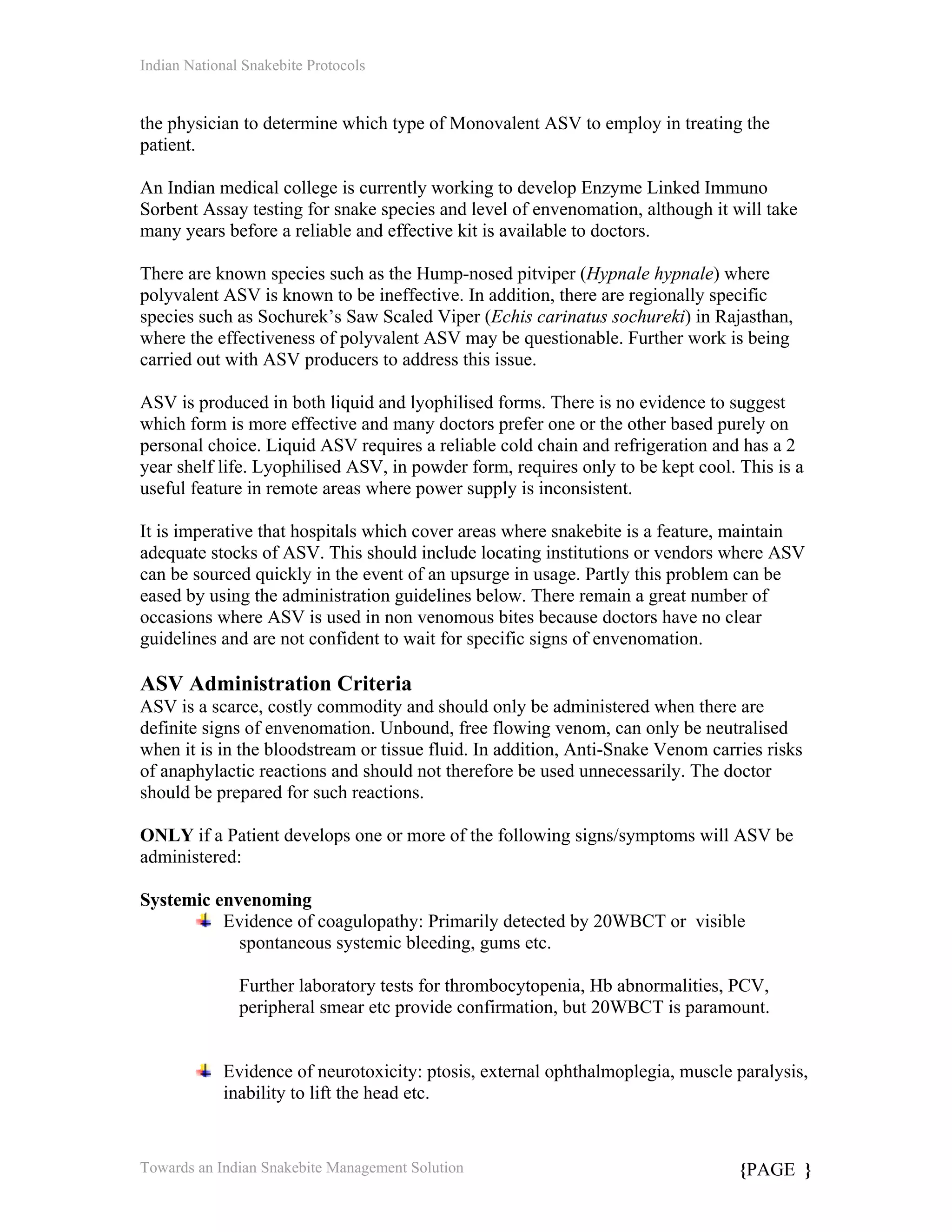 Snakebite protocol india_2007 | PDF