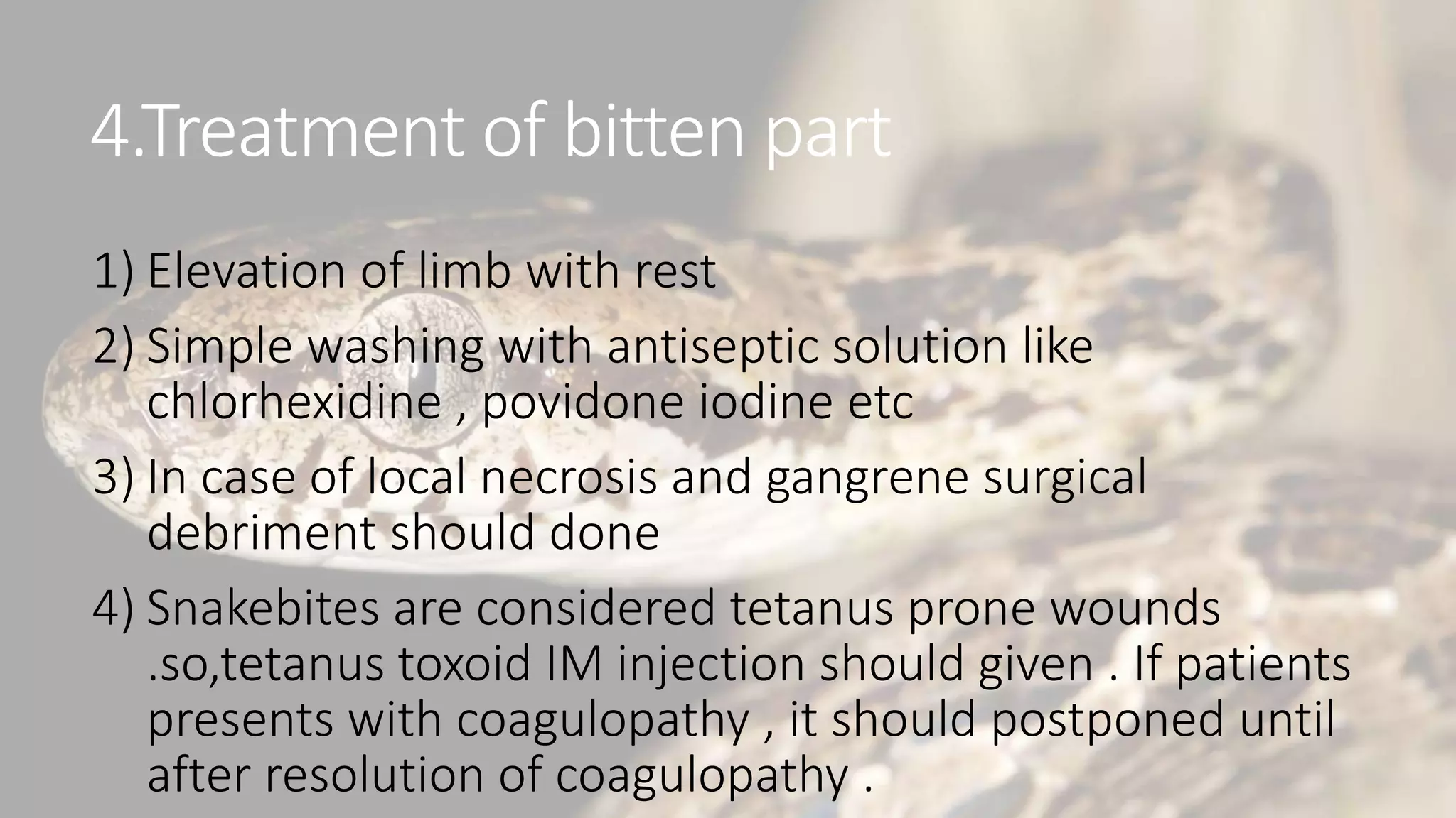 Snake bite and its management by first aid and antivenom | PPTX