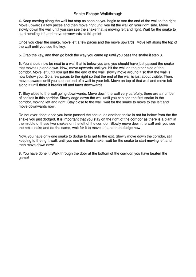 Snake escape walkthrough | PDF