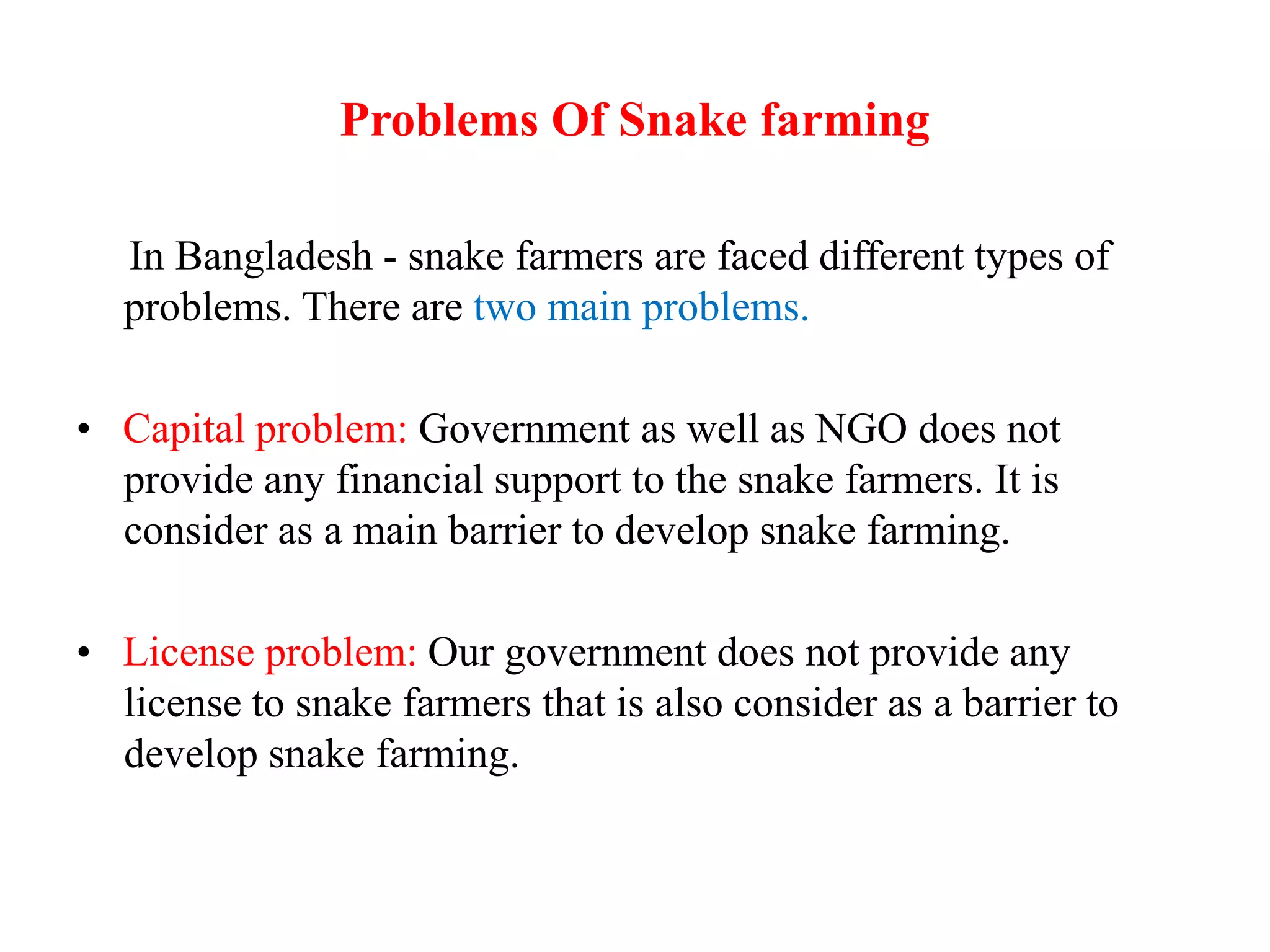 Snake farming slide | PPTX | Agriculture | Industries