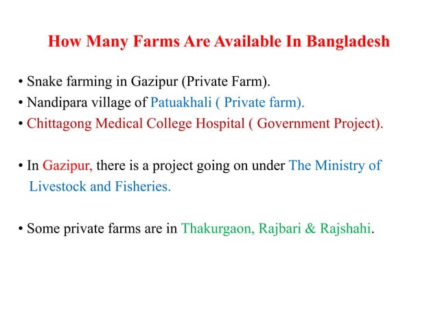 Snake farming slide | PPTX | Agriculture | Industries