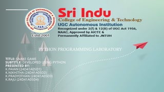 Snake_game.pptx introduction to snake game | PPTX