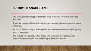 Snake Game using computer graphics in c and c++ | PPTX