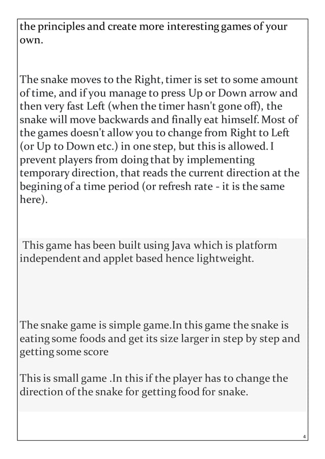 Snake project report | DOC