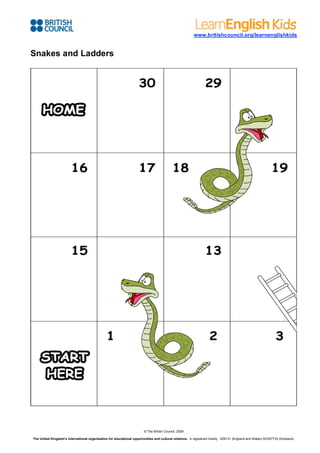 Snakes ladders-bw-activity | PDF