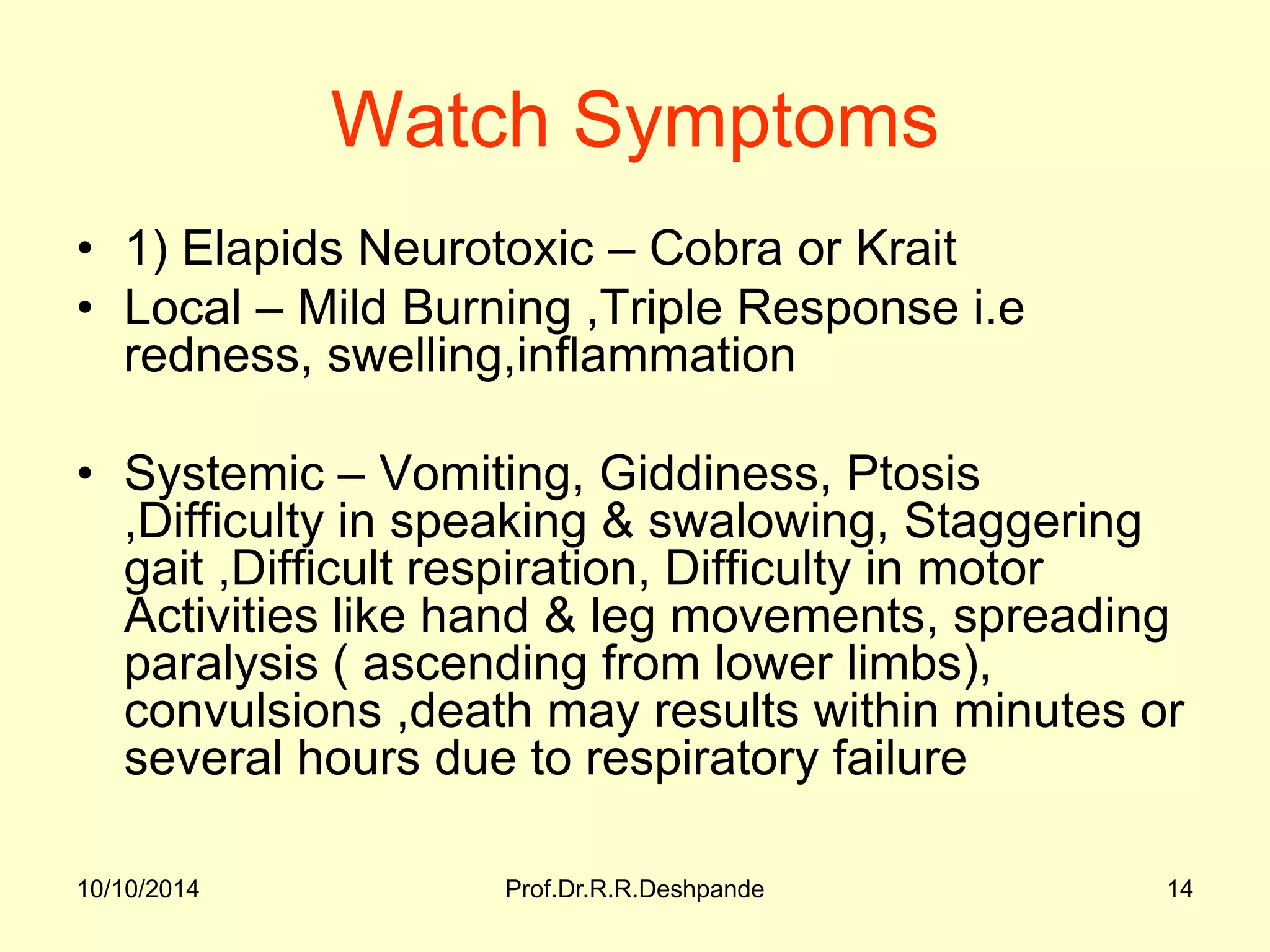 Snake Bite,Rabies,Scorpion Bite PPT – Presented By Prof.Dr.R.R ...