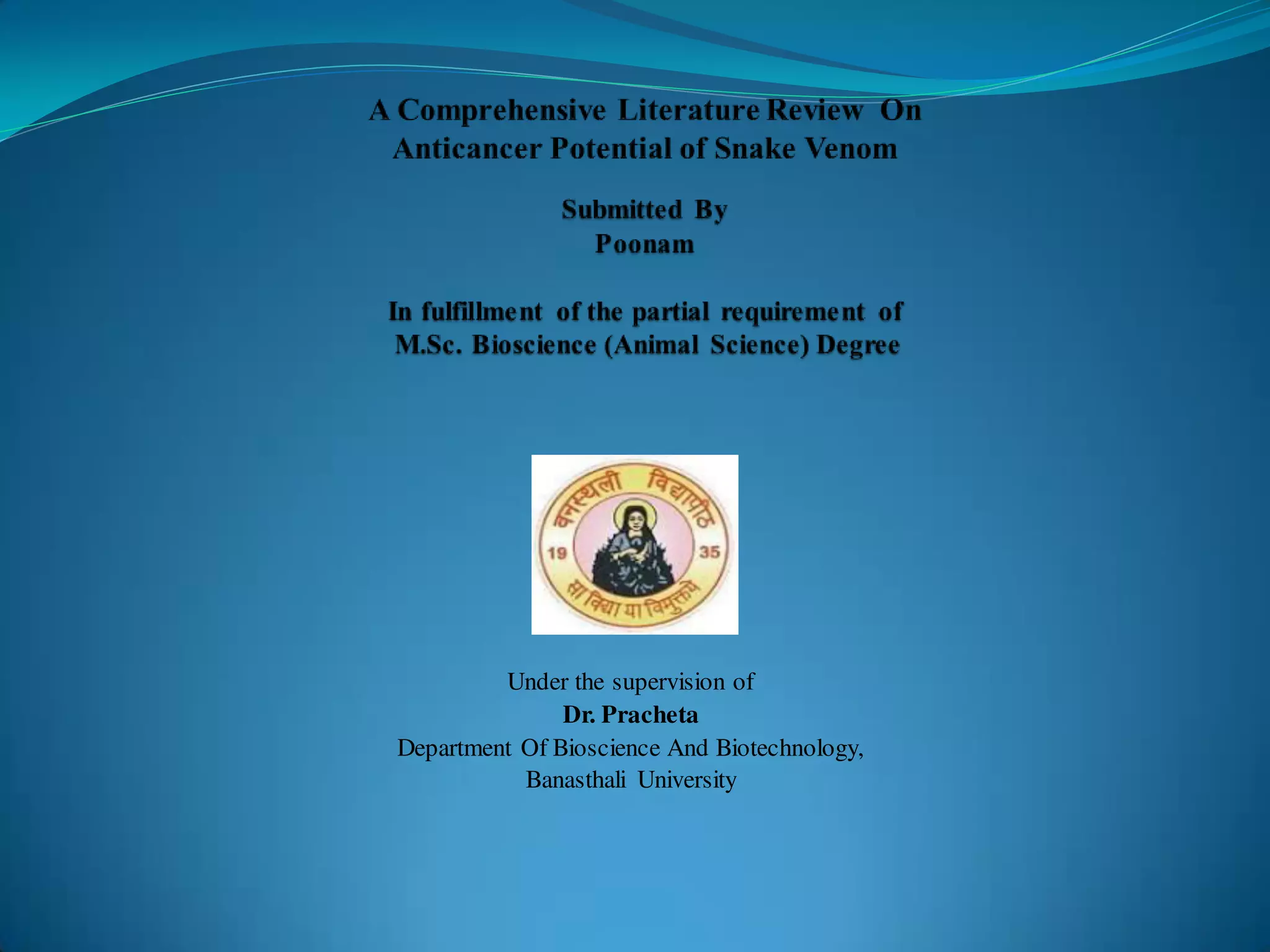 Anticancer potential of snake enom | PPT