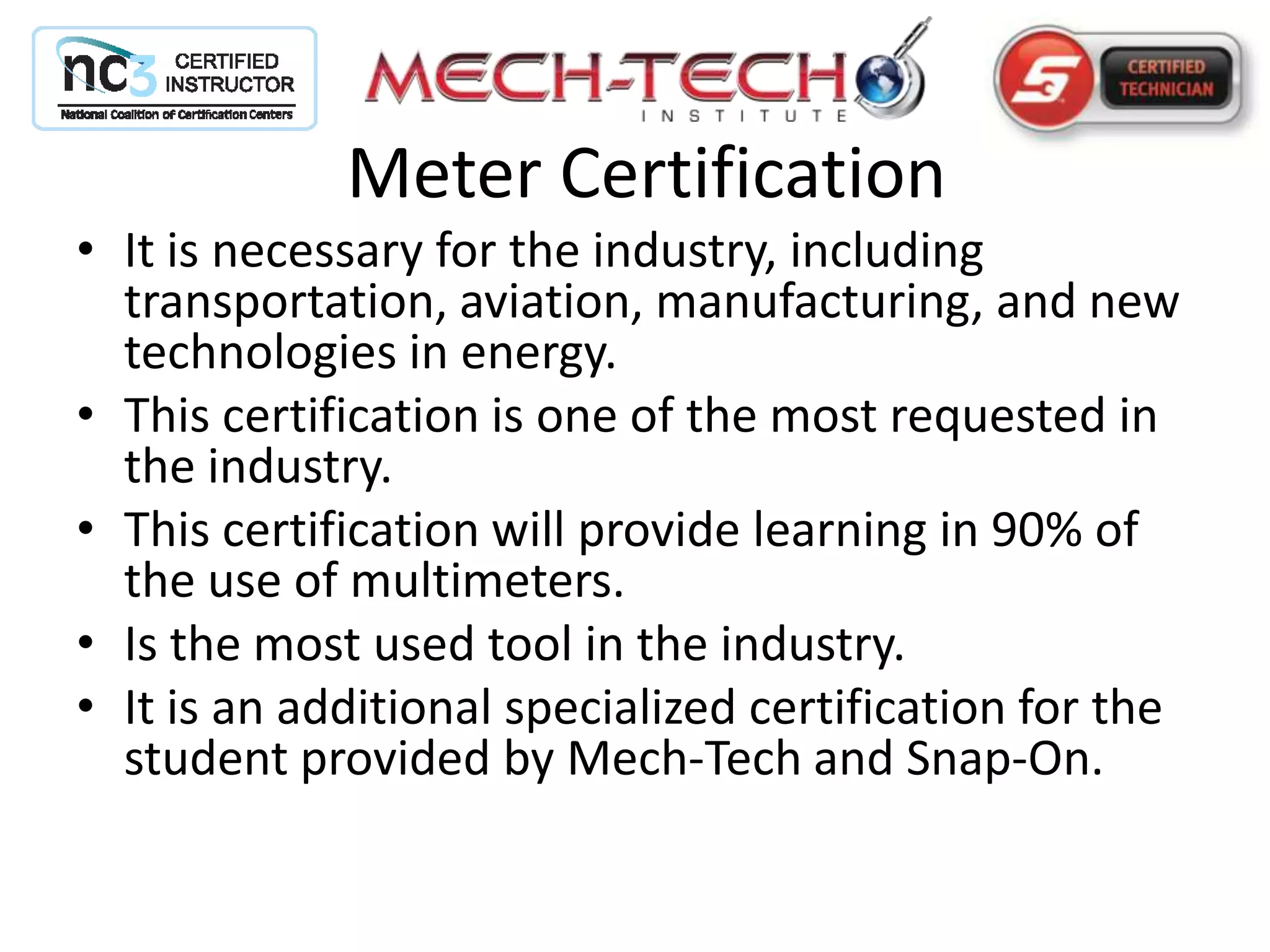 Snap on certifications mti | PPTX