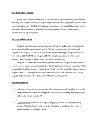 Snapchat Inc- 9 elements of business model analysis | PDF
