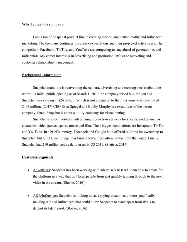 Snapchat Inc- 9 elements of business model analysis | PDF