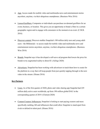Snapchat Inc- 9 elements of business model analysis | PDF