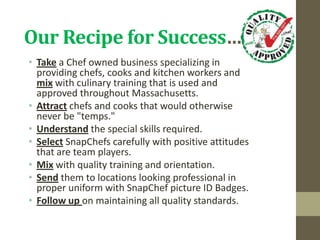 Snapchef Staffing and Training - A Recipe for Culinary Staffing Success ...