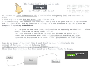 Snap!, a powerful tool for studying algorithms in high school | PDF