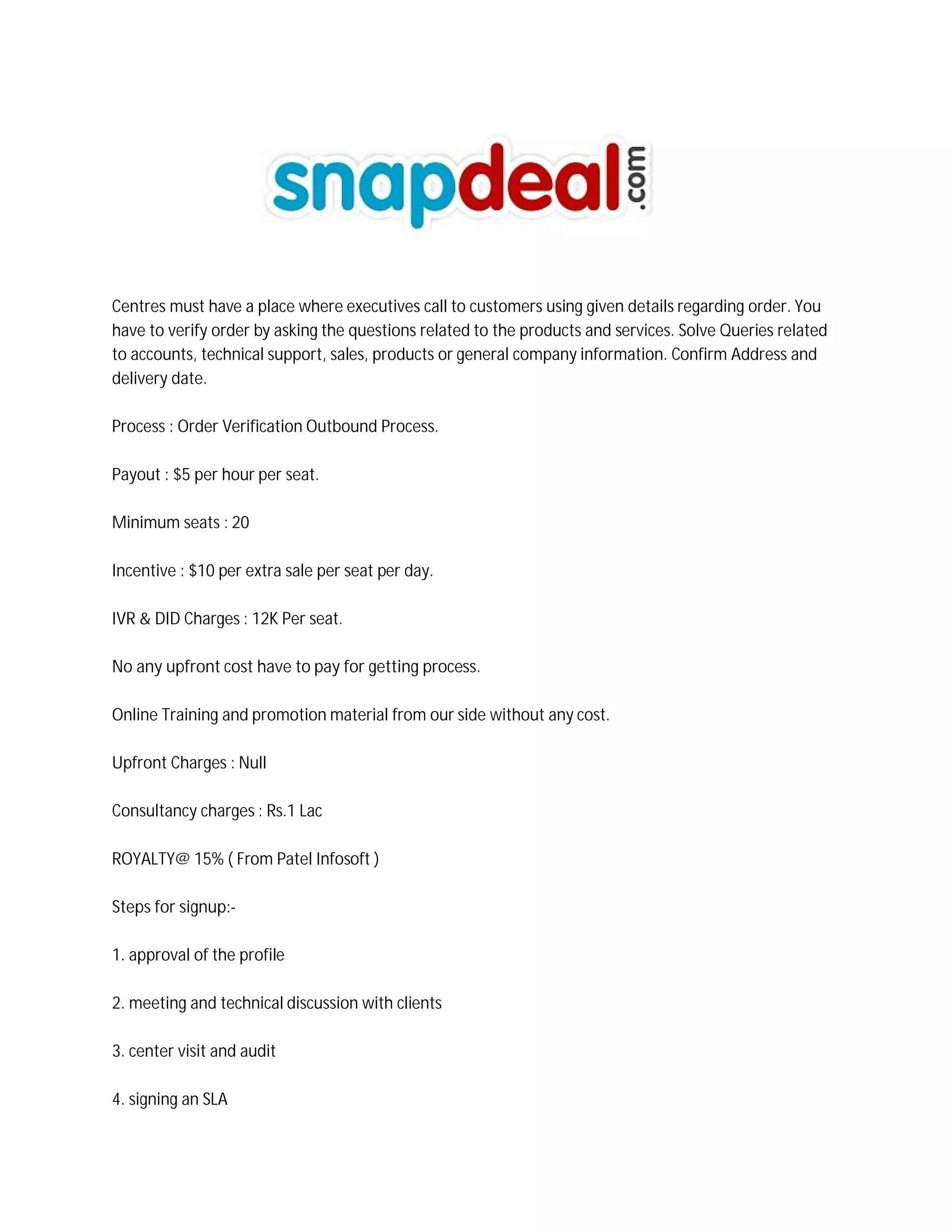 Snap deal order verification process | PDF