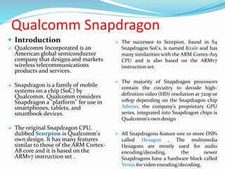 Snapdragon SoC and ARMv7 Architecture | PPTX