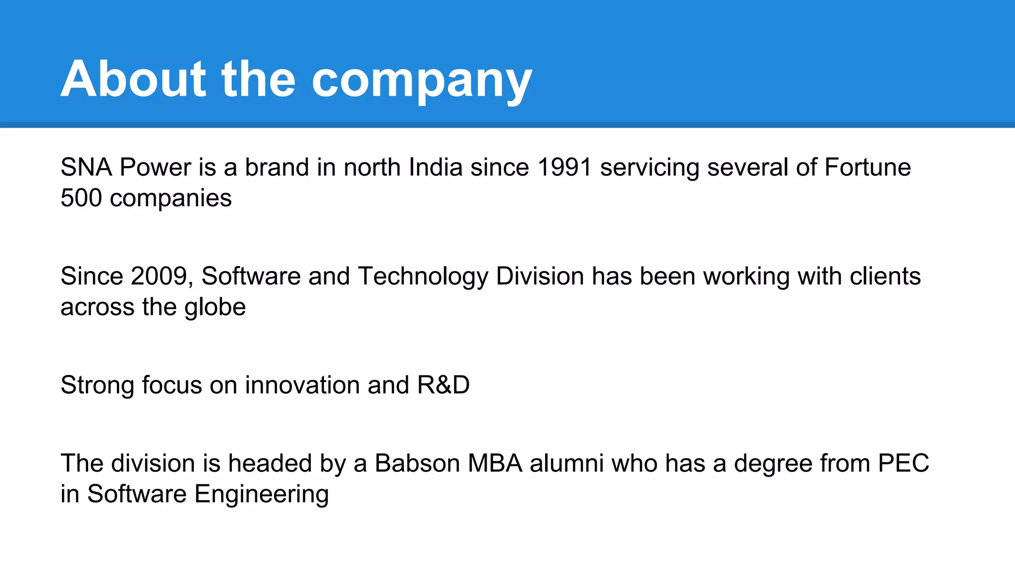 SNA Power - Software and Technology Division - Technical Capabilities ...
