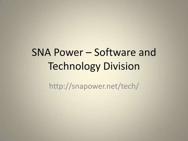Sna power – software and technology division projects list | PDF ...