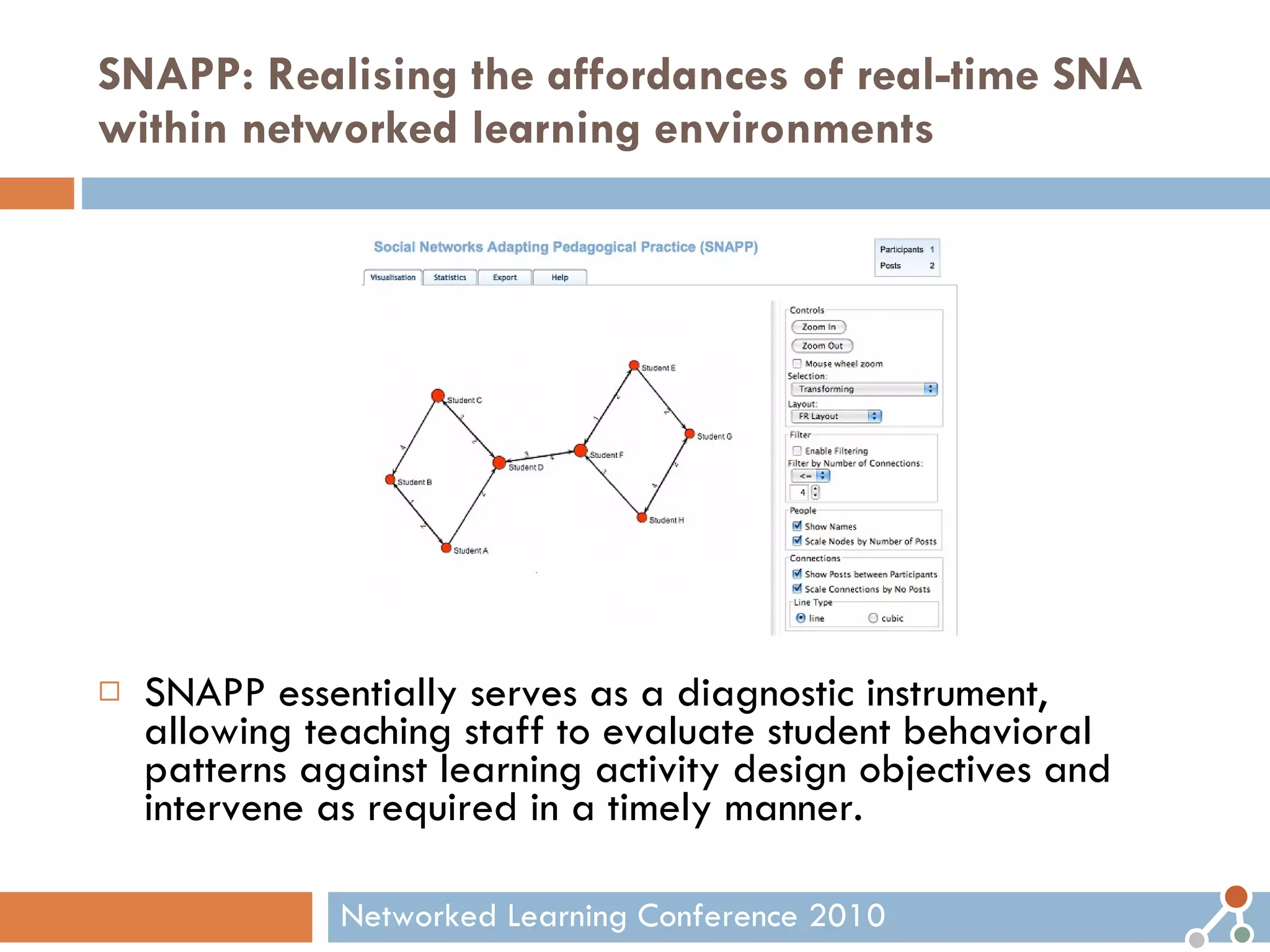 SNAPP: Realising the affordances of real-time SNA within networked ...