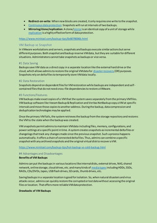 snapshot vs backup | DOCX | Operating Systems | Computer Software and Applications