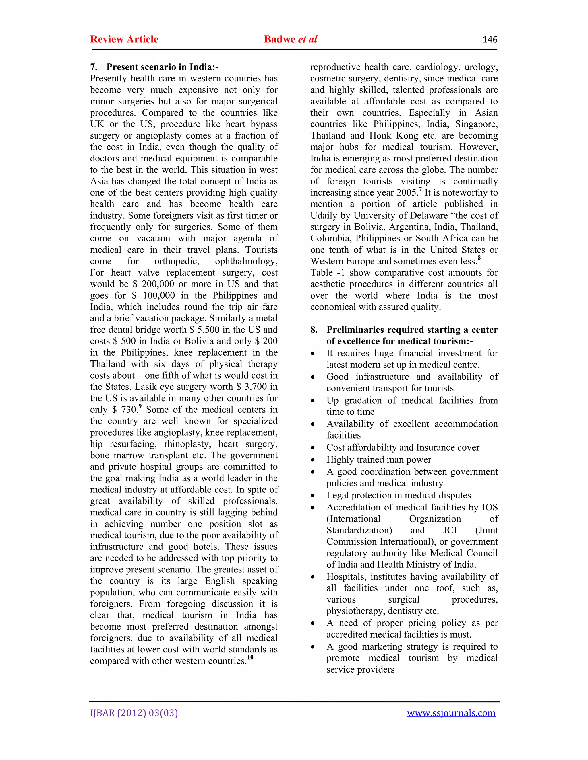 Snapshot of medical tourism in india | PDF