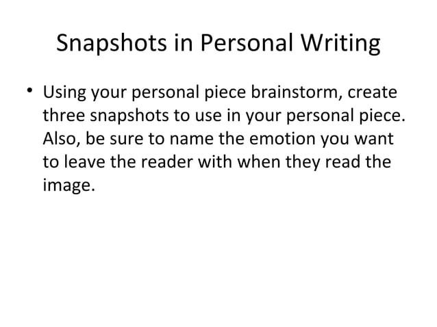 Snapshots In Personal Writing | PPT
