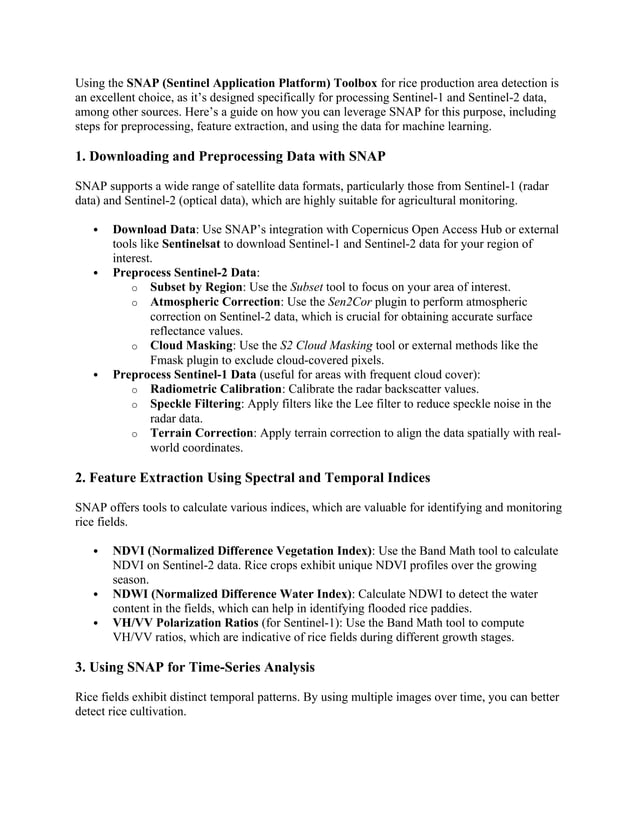 Using the SNAP (Sentinel Application Platform) Toolbox for rice ...