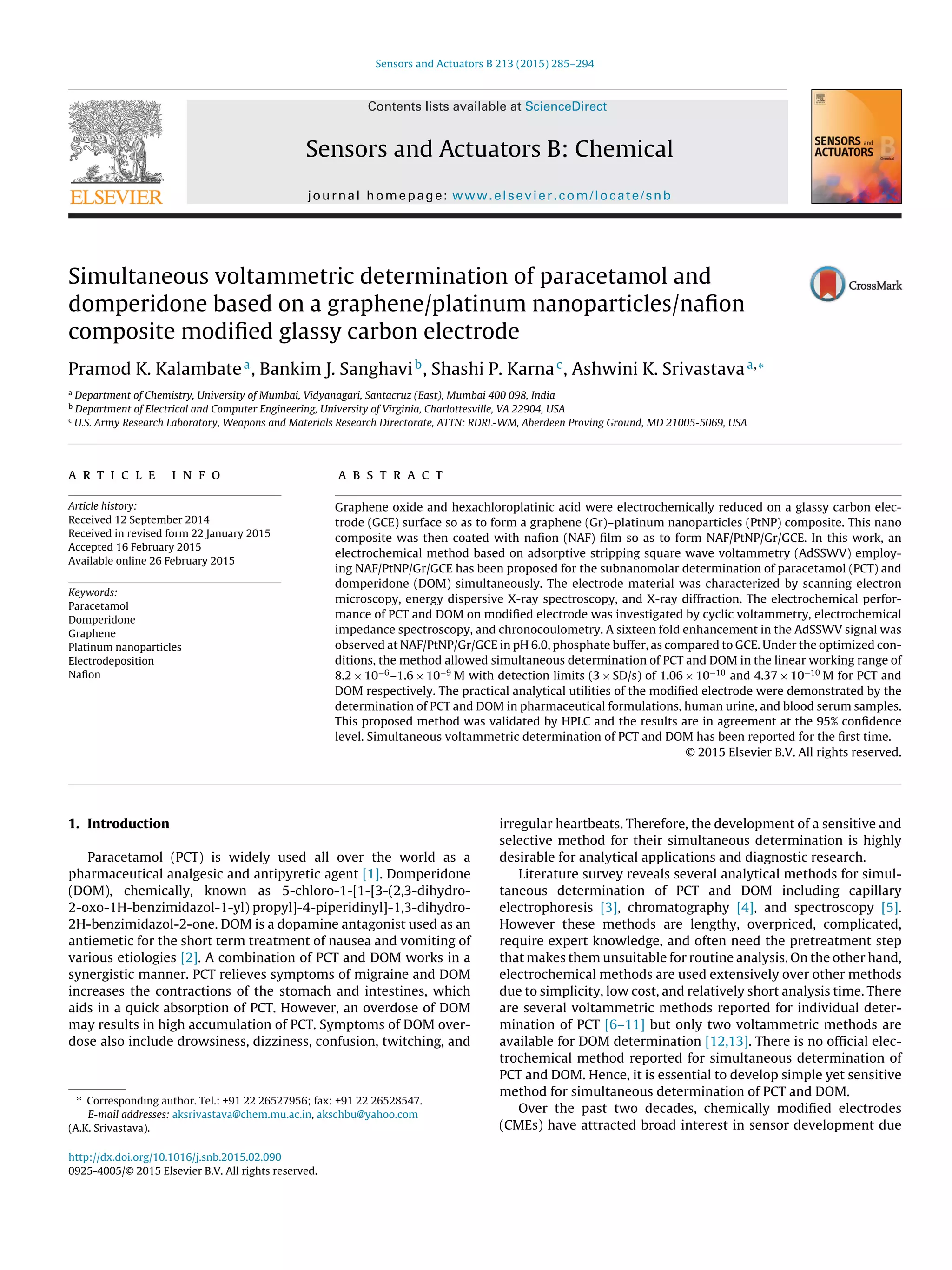 Simultaneous voltammetric determination of paracetamol anddomperidone based on a graphene ...