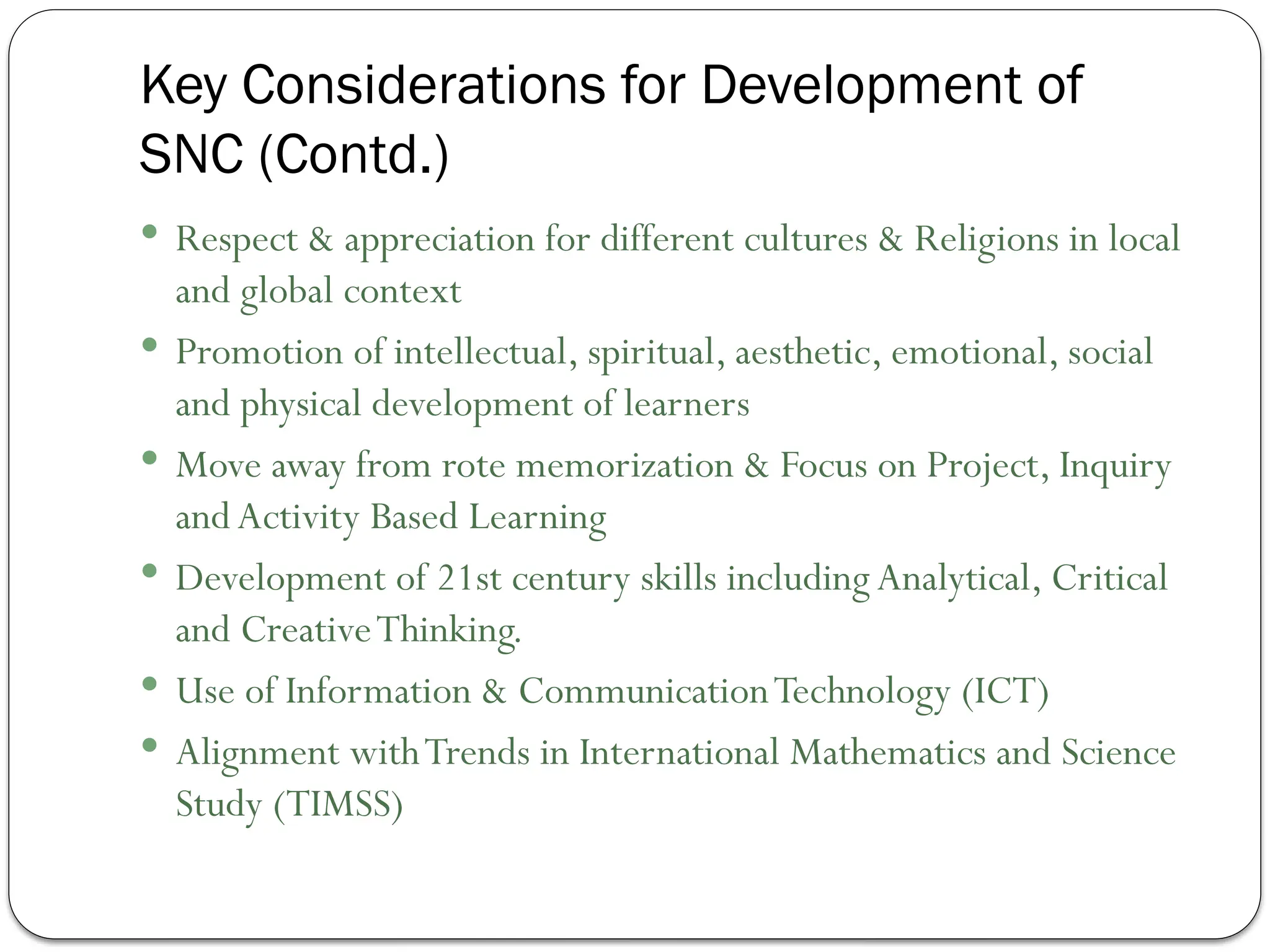 SNC G National curriculum for schools pptx. | PPTX