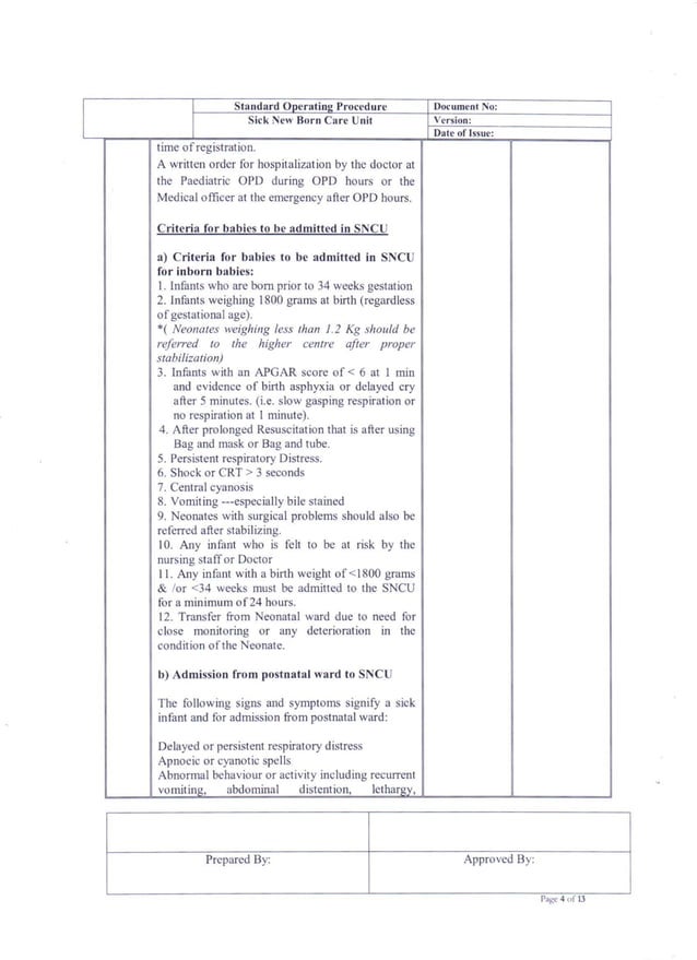 Special Newborn Care Unit Standard Operating Procedures.pdf | Special ...