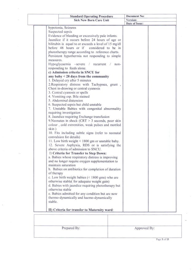 Special Newborn Care Unit Standard Operating Procedures.pdf | Special ...