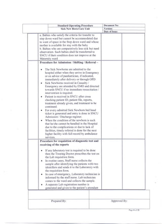 Special Newborn Care Unit Standard Operating Procedures.pdf | Special ...
