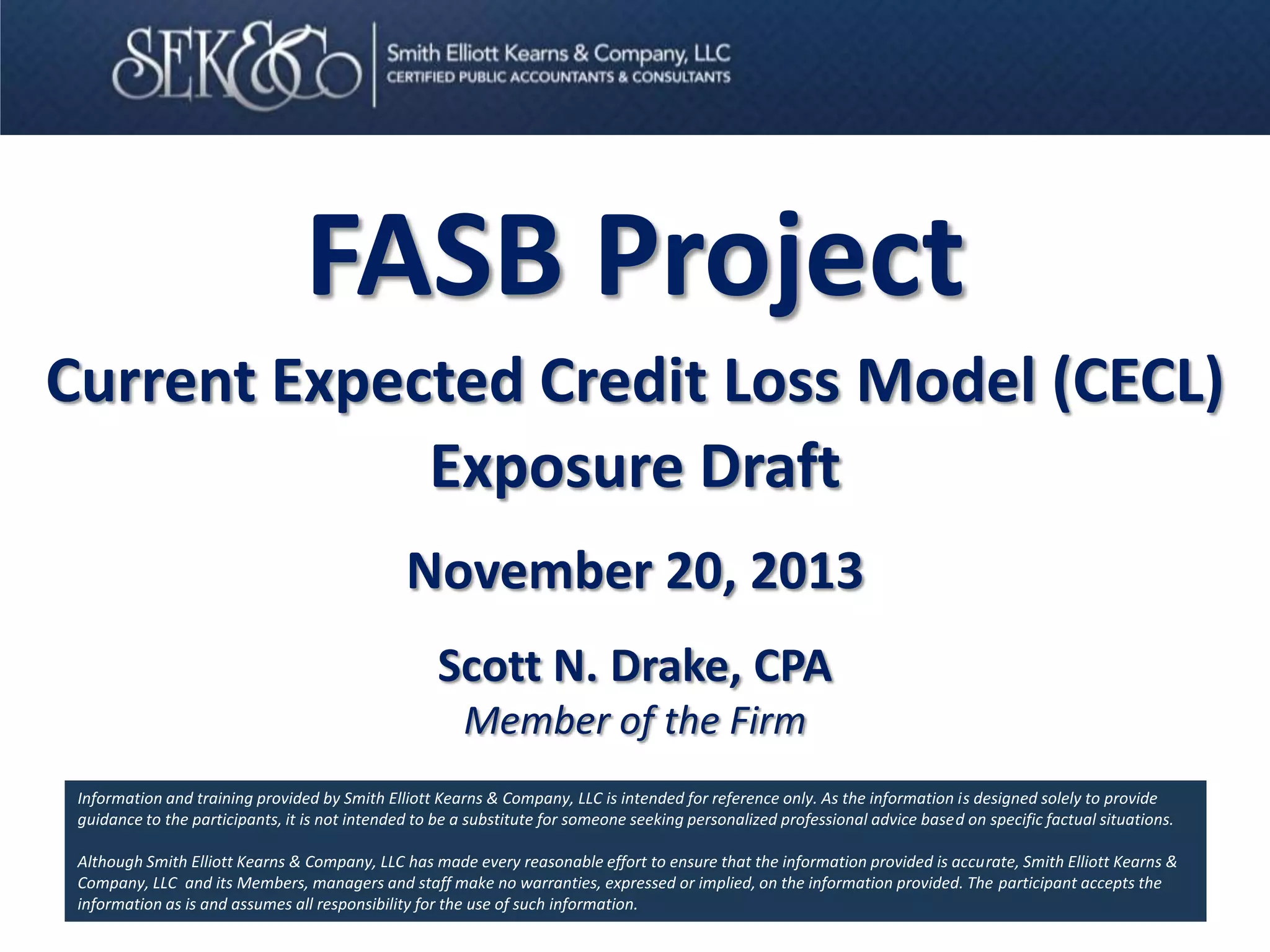 Current Expected Credit Loss Model Presentation | PPTX