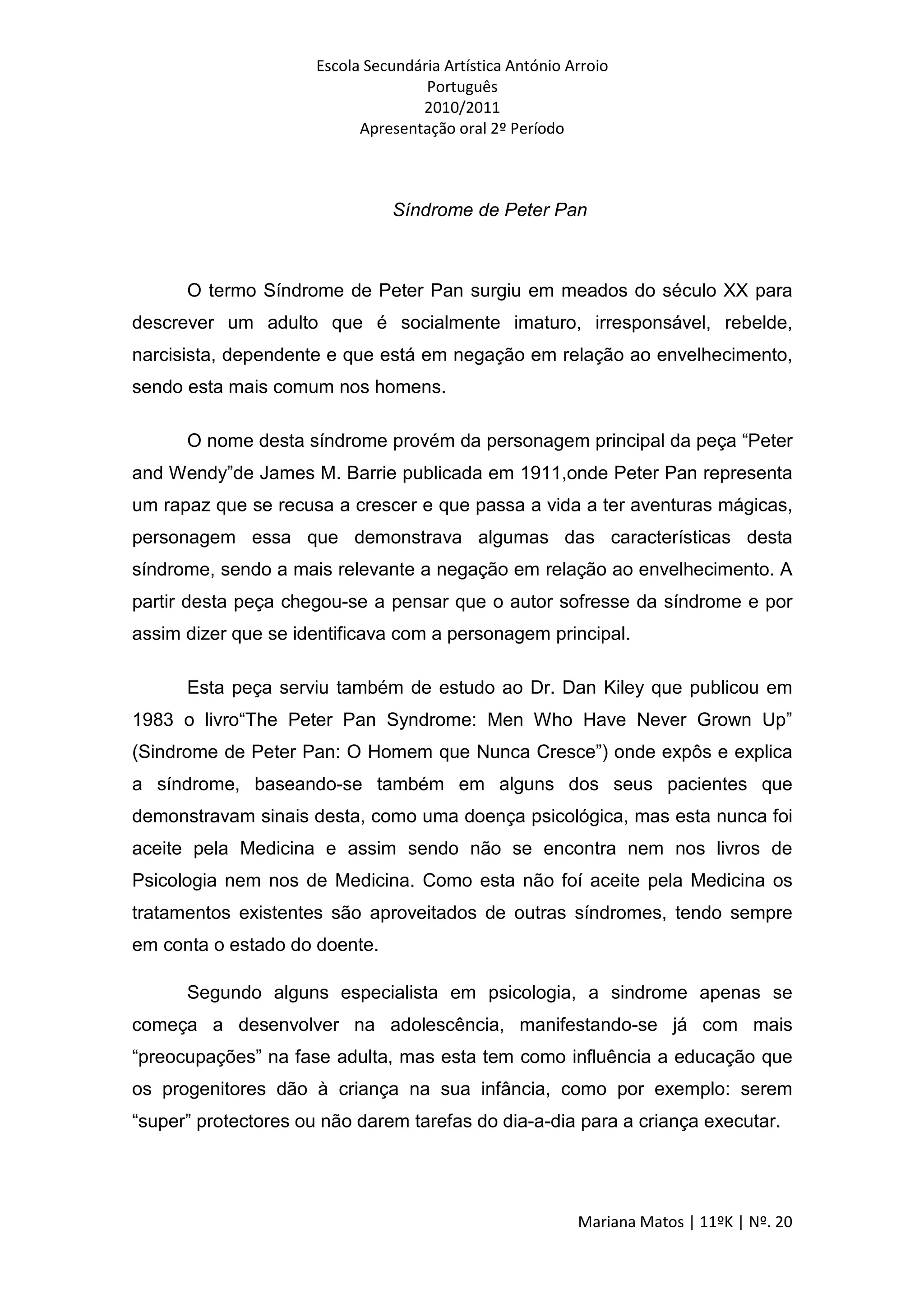 Síndrome de Peter Pan | PDF