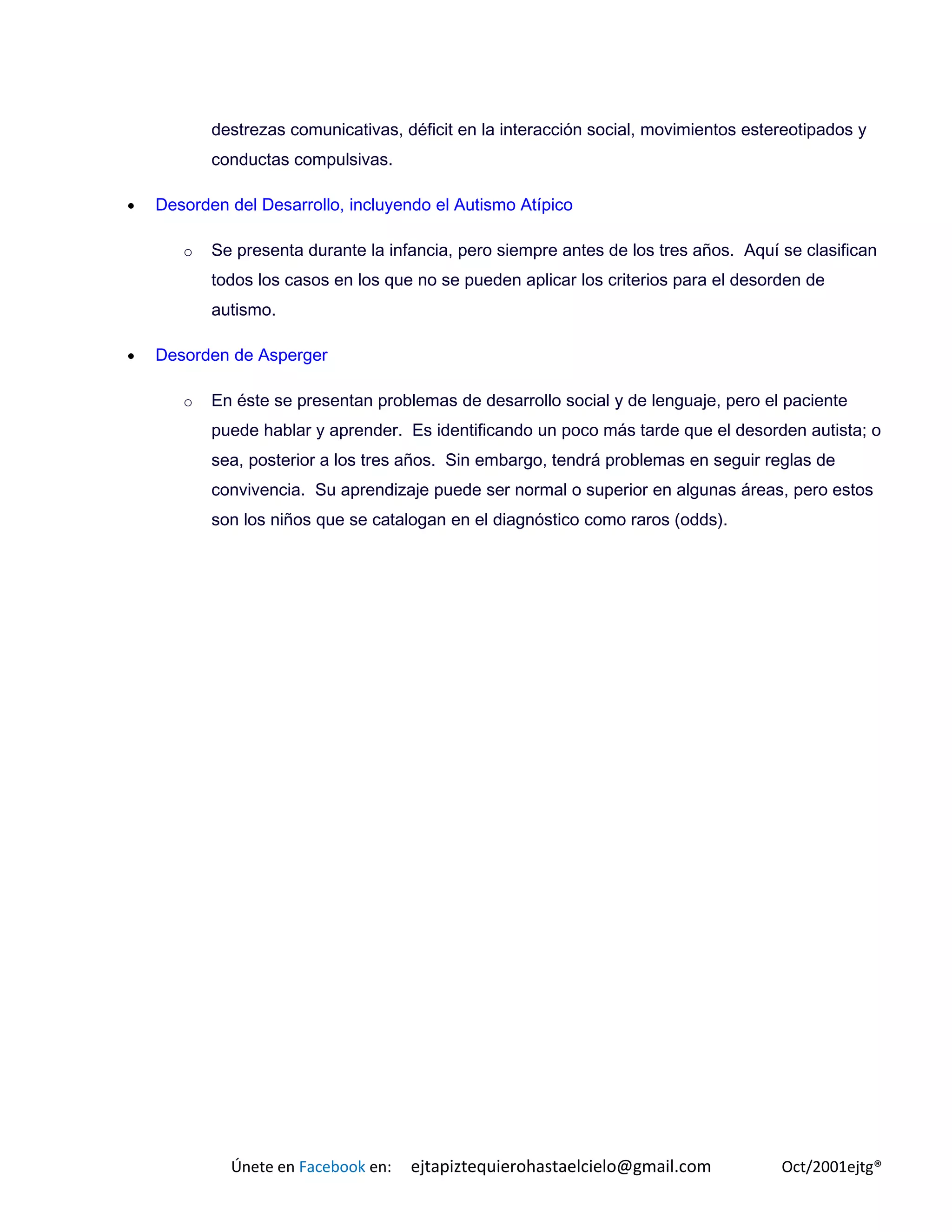 Síndrome kanner 5 tipos enid | PDF
