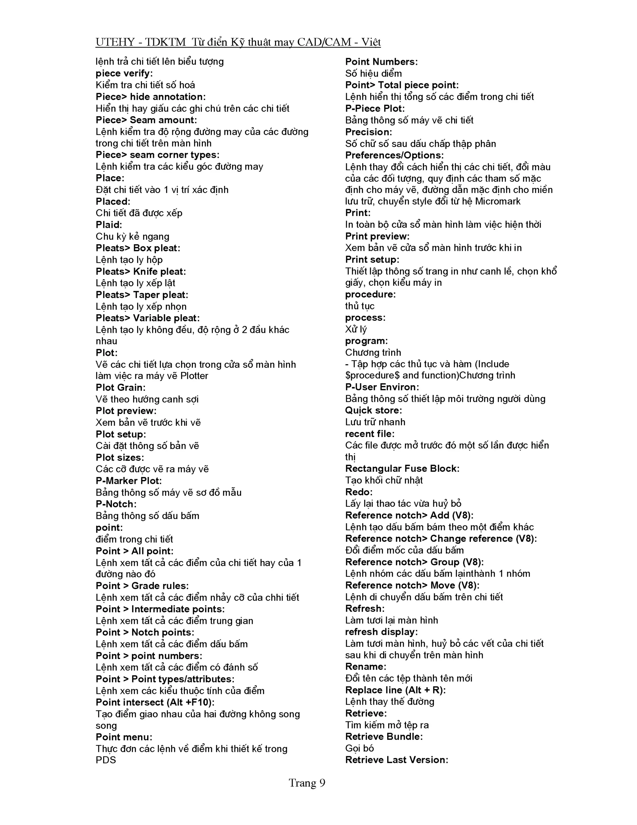 TÁC DỤNG CÁC LỆNH TRONG GERBER ACCUMARK 8.5 | PDF