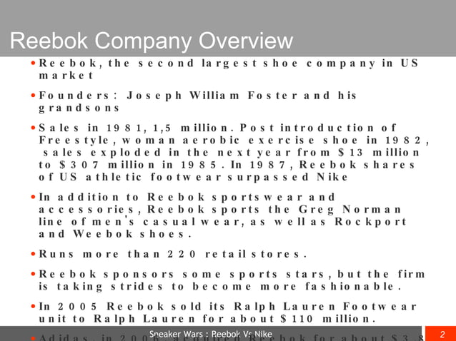 Sneaker Wars - Nike Vs Reebok | PPT