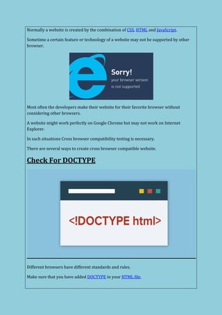 Sneak Peek Into Cross Browser Compatibility | PDF