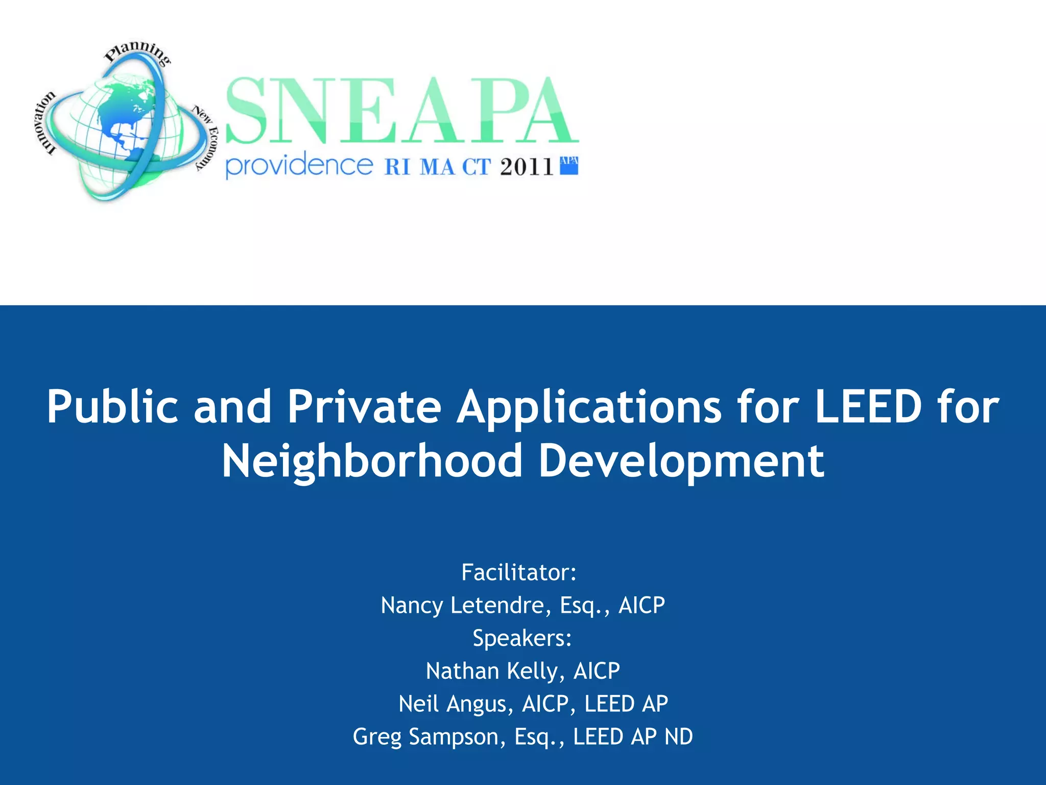 Public and Private Applications for LEED-ND | PPT