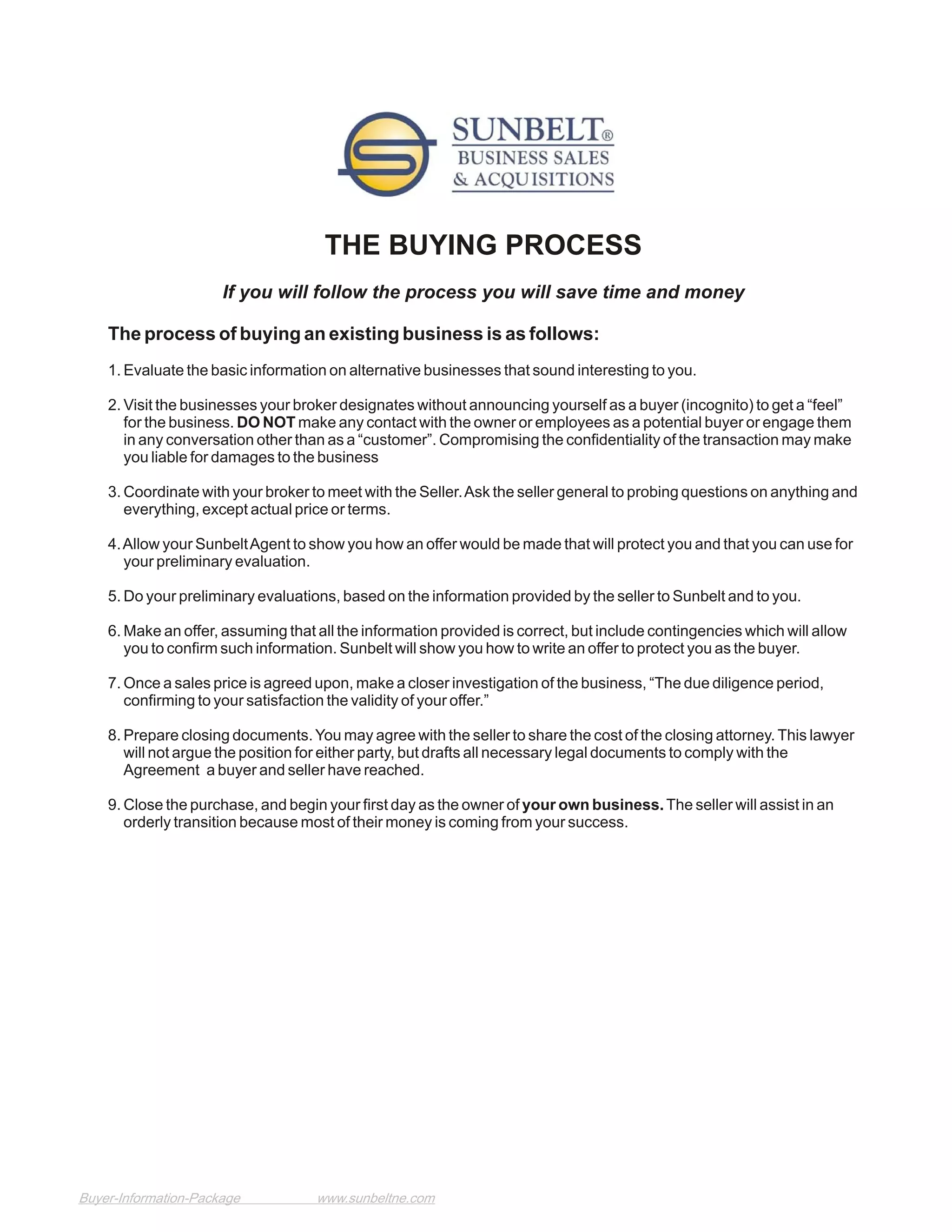 Business Buyer Information Package | PDF