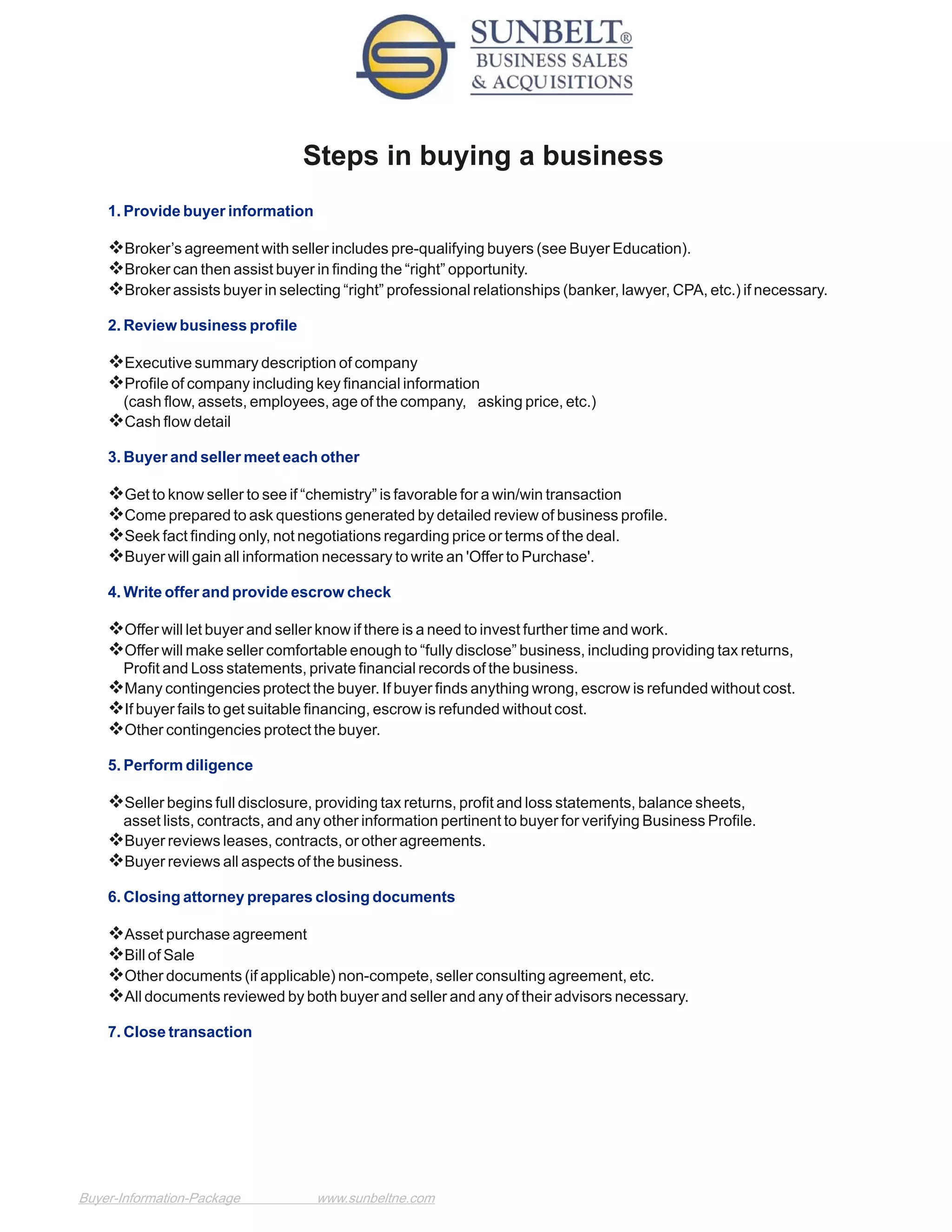 Business Buyer Information Package | PDF