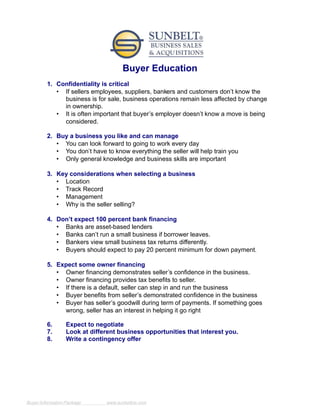 Business Buyer Information Package | PDF