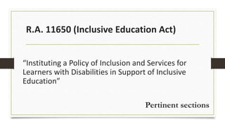 Certificate in Special Needs Education_RA11650 | PPTX | Special ...
