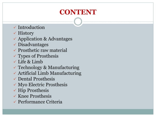 Prosthetic Body Parts | PPT