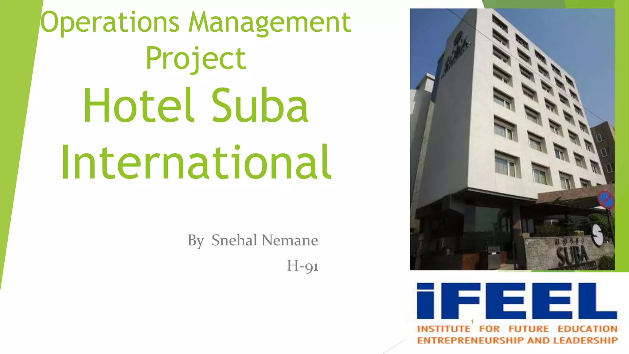 Operations Management in Hotel Suba International | PPT