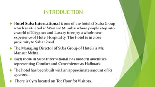Operations Management in Hotel Suba International | PPT