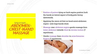 Massage and its technique-An Ayurveda approach | PPTX