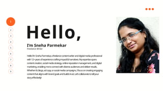 Sneha Parmekar Freelance Writer Professional Portfolio | PPT
