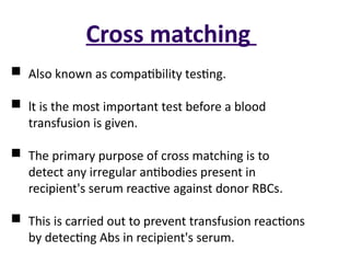 Compatibility testing and transfusion reactions in blood bank | PPT